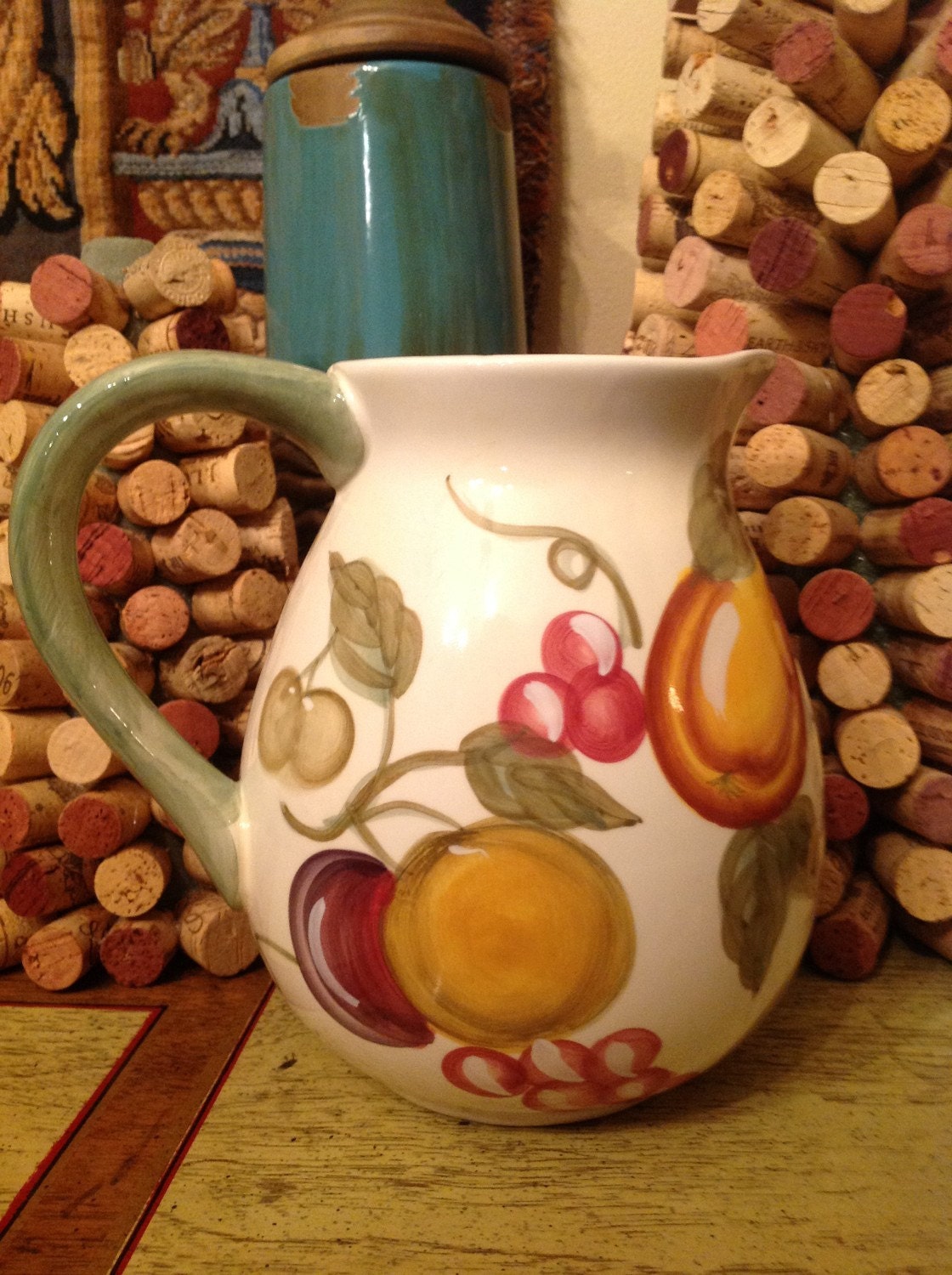 Vintage Large Ceramic WCL Hand Painted Fruit Design Pitcher – Haute Juice