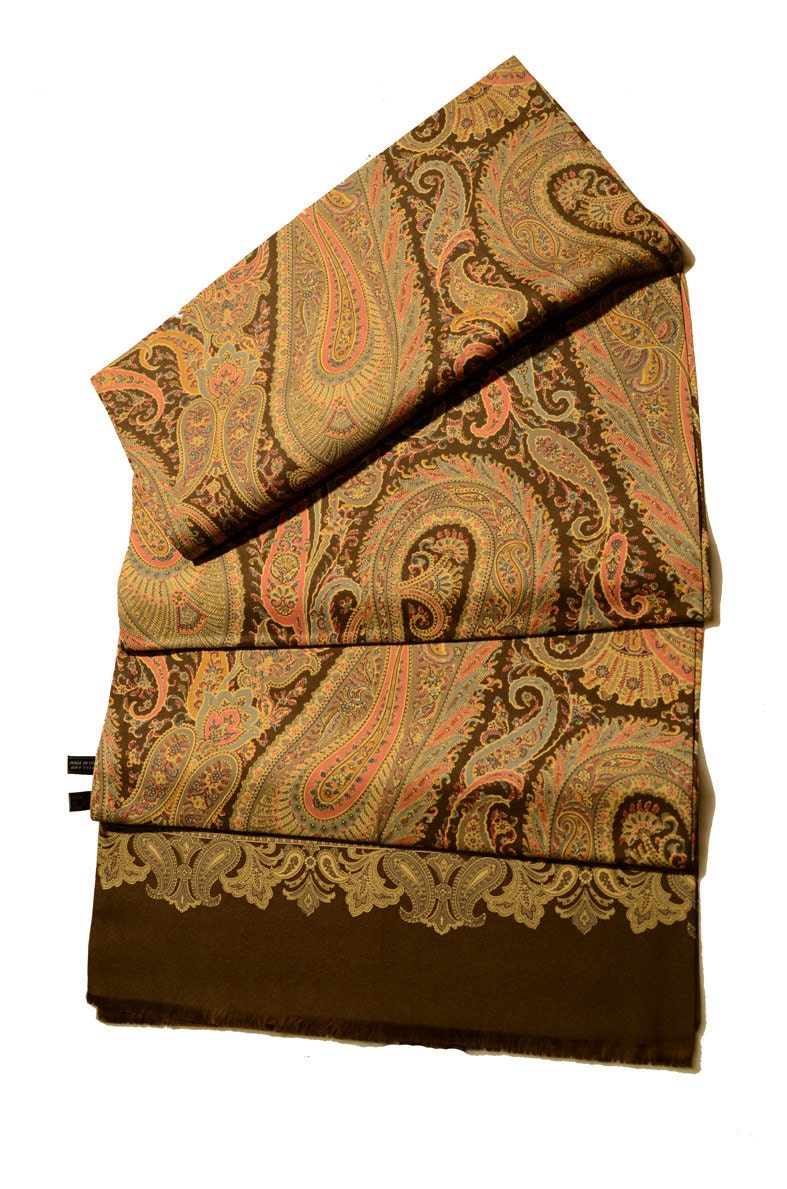 Scarf by Erre. Made in Italy silk foulard. Paisley motif. Vintage silk ...