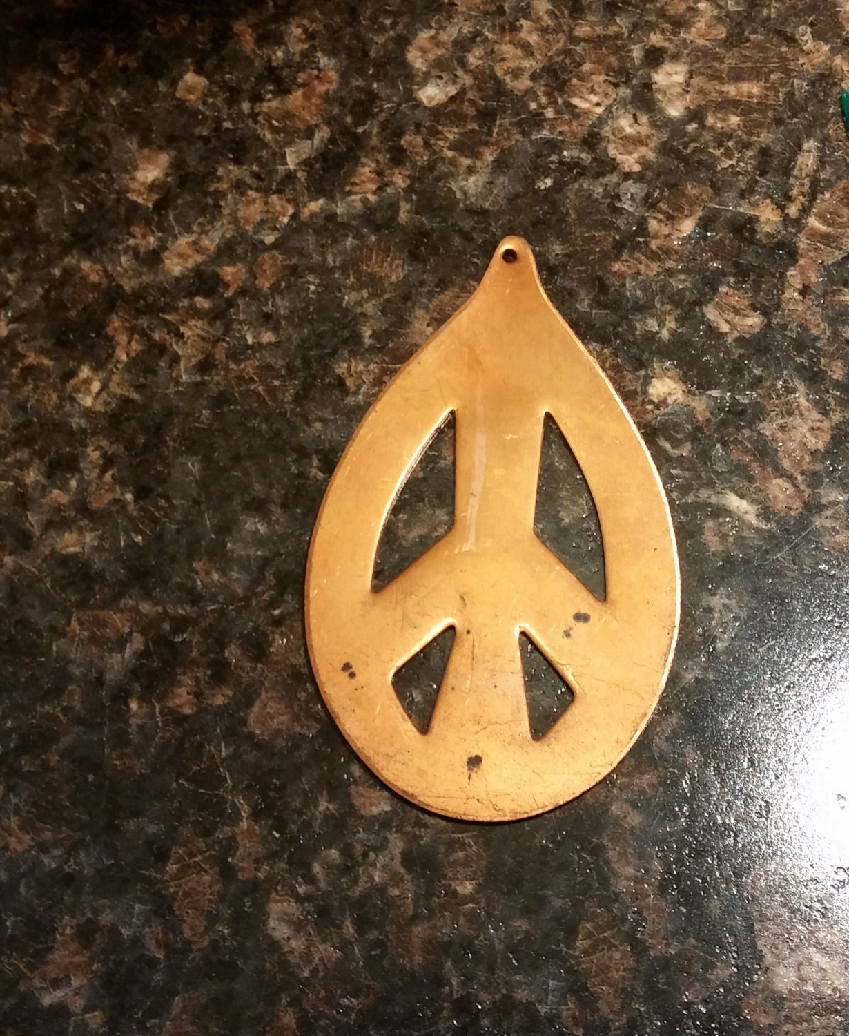 Teardrop Peace Sign Copper blank or stamping for enamel or jewelry ...