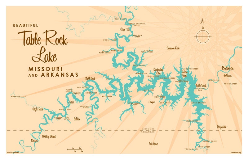 Depth Map Table Rock Lake