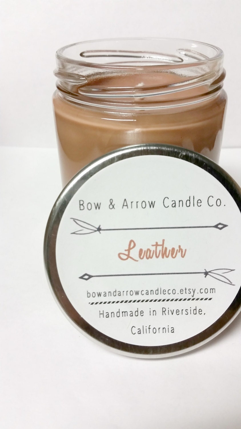 Natural Soy Candle Leather Scented 7 oz Jar Candle Leather