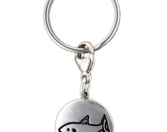 Sterling Silver Sailing Cat Keychain Silver Swimming Dog
