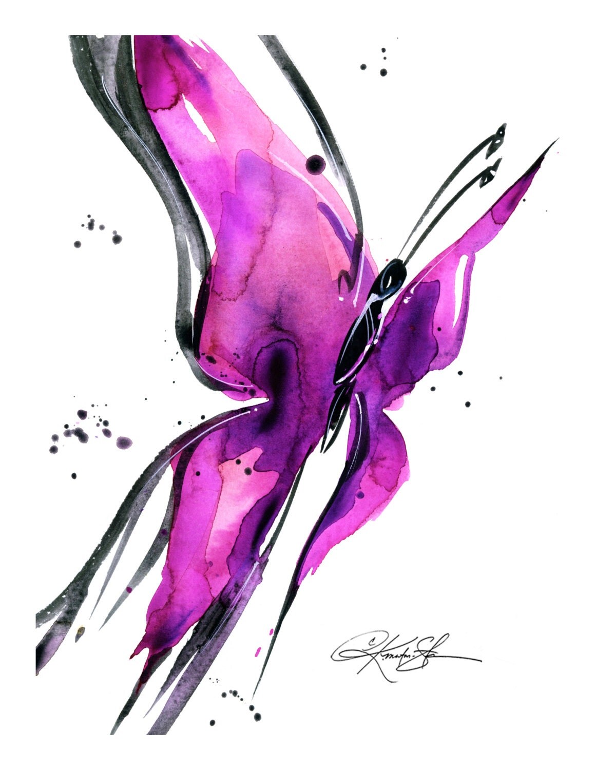 Pink Butterfly Purple Butterfly Abstract by KathyMortonStanion