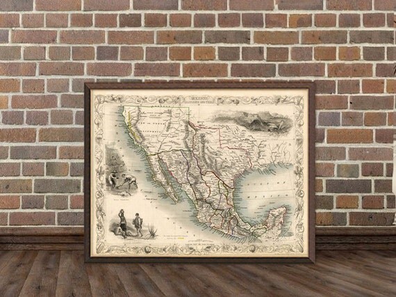 Mexico map Vintage map of Mexico Fine print by AncientShades