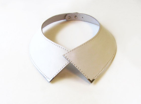 Leather Collar Necklace White collar necklace with metal