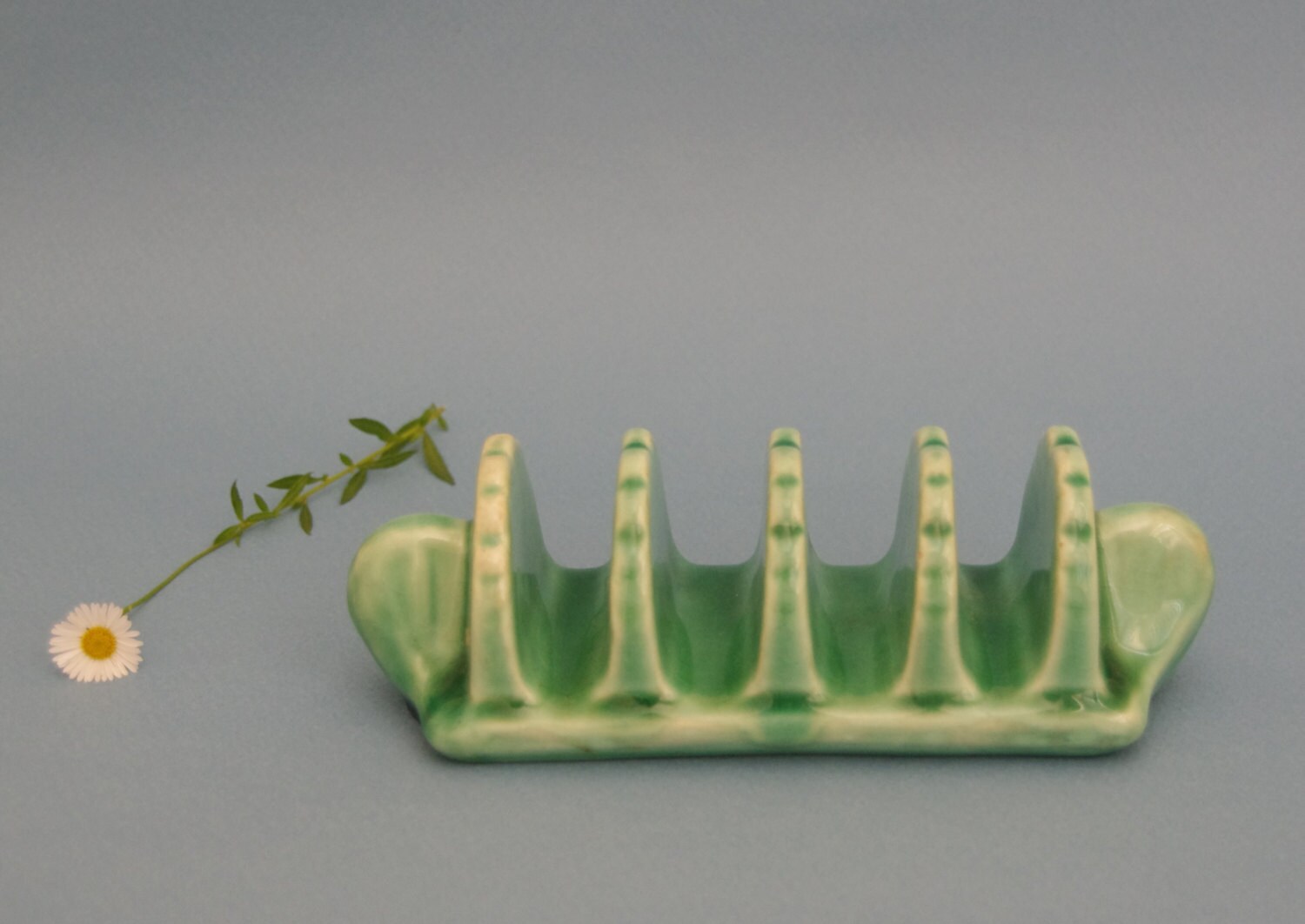 Vintage toast rack pastel green ceramic Australian pottery Pates style ...