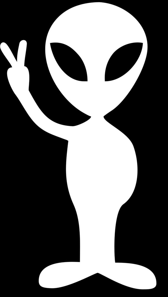 Alien Peace Sign Helmet Car Window Decal Sticker by PawwPrintss