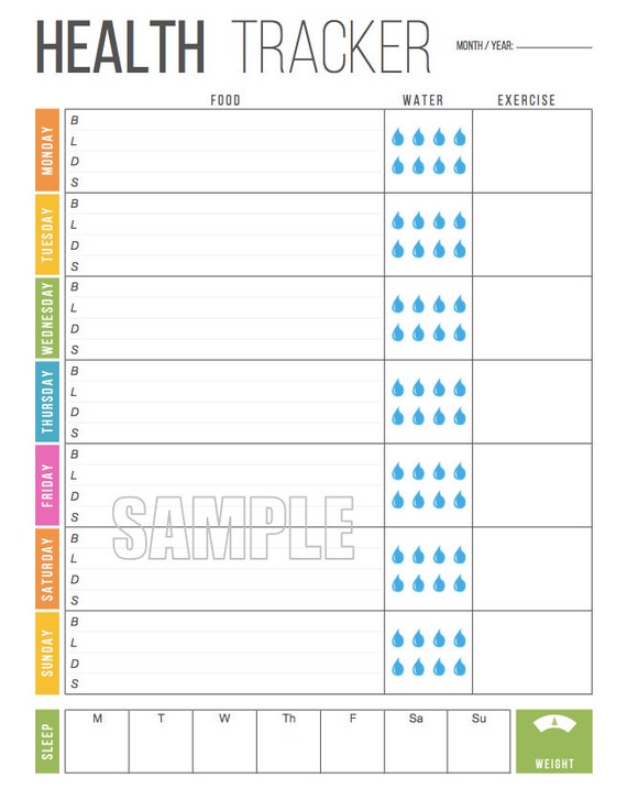 Weekly Health Tracker Printable Food Tracker Weight