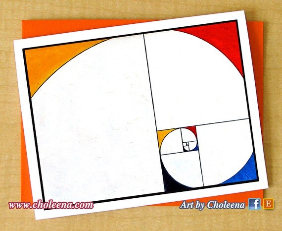 Fibonacci Spiral Greeting Card Small Blank card Touch TV