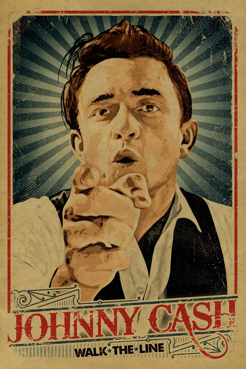 Johnny Cash poster. 12x18. Country Music. Kraft paper.