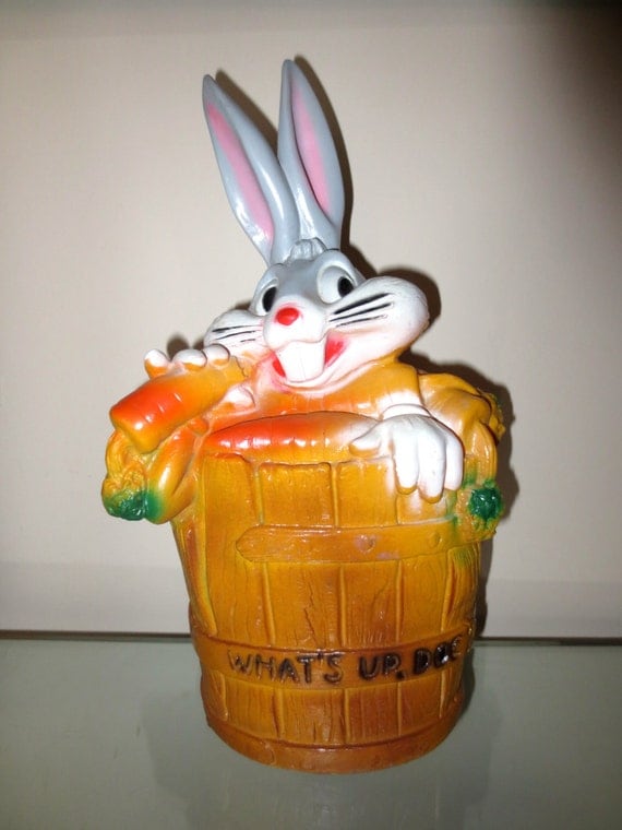 Items similar to Vintage BUGS BUNNY Vinyl Coin Bank HOMECRAFT on Etsy