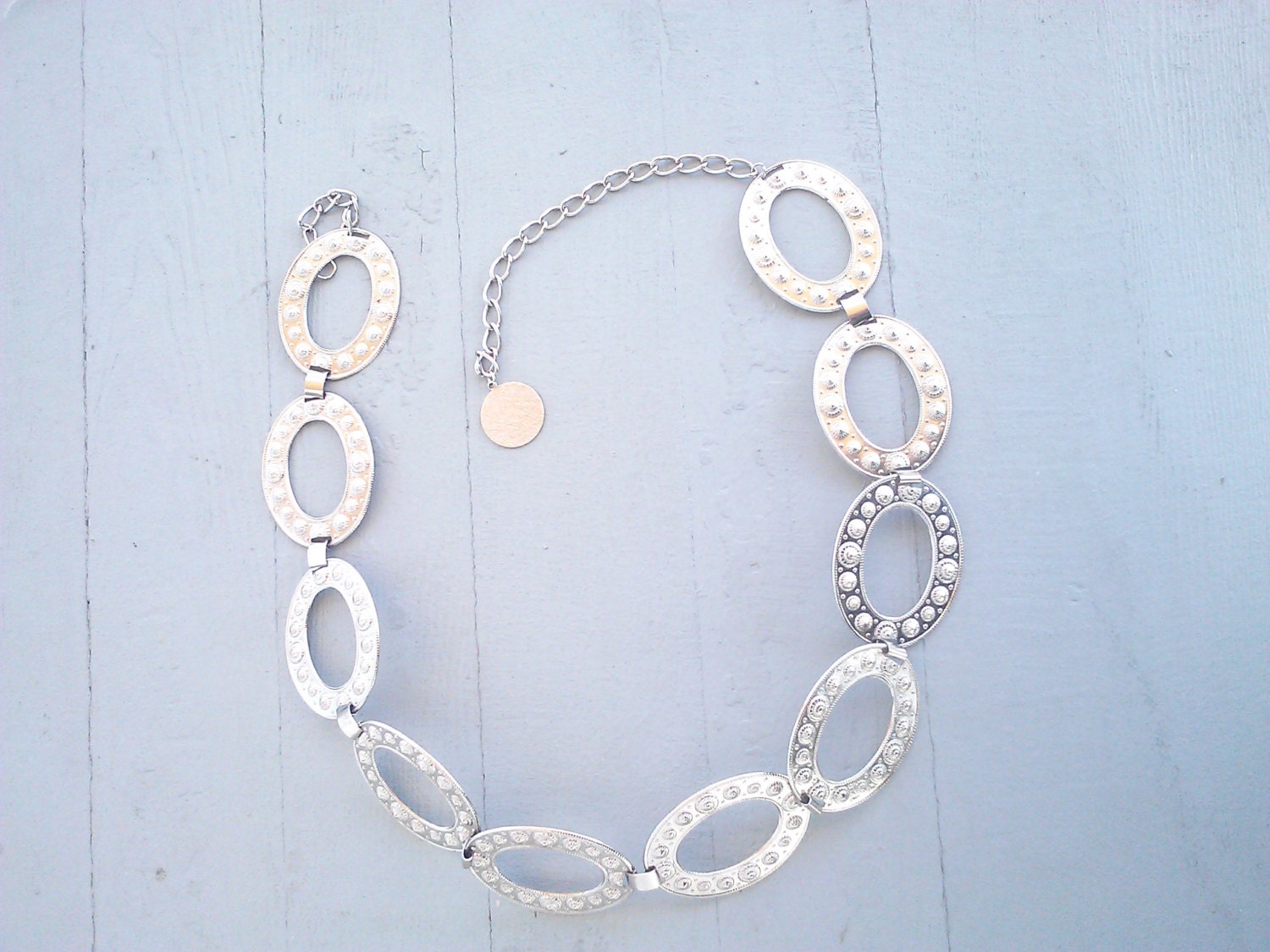 Vintage Southwestern Oval Link Silver Chain Belt / Women's