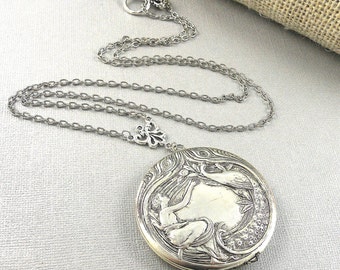 Large silver locket | Etsy