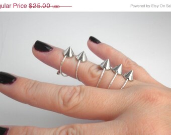 ON SALE Spike Ring, Silver or Gold Spike Ring, Spike Full Finger Ring