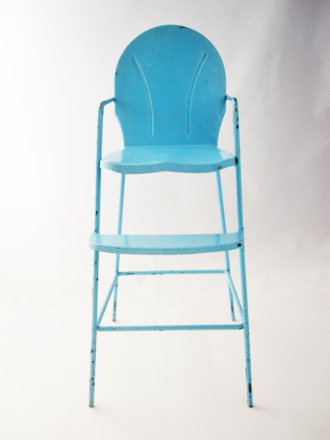 Vintage 1950s Babydoll High Chair in Powder Blue Painted Metal – Tall ...