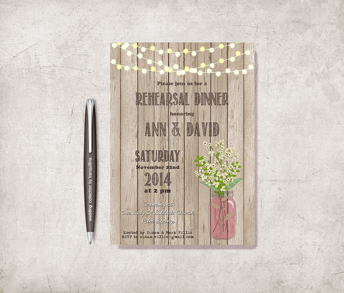 Rustic Wedding Rehearsal Dinner Invitation Printable Wedding