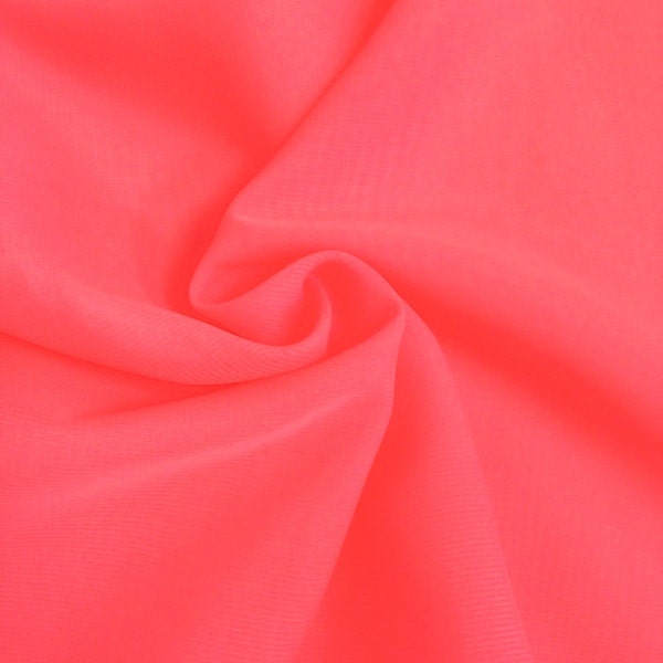Neon Pink Chiffon Fabric Polyester All Solid Colors Sheer