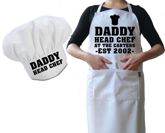 Personalised Chef's Hat And Apron Set Premium Drill Burn