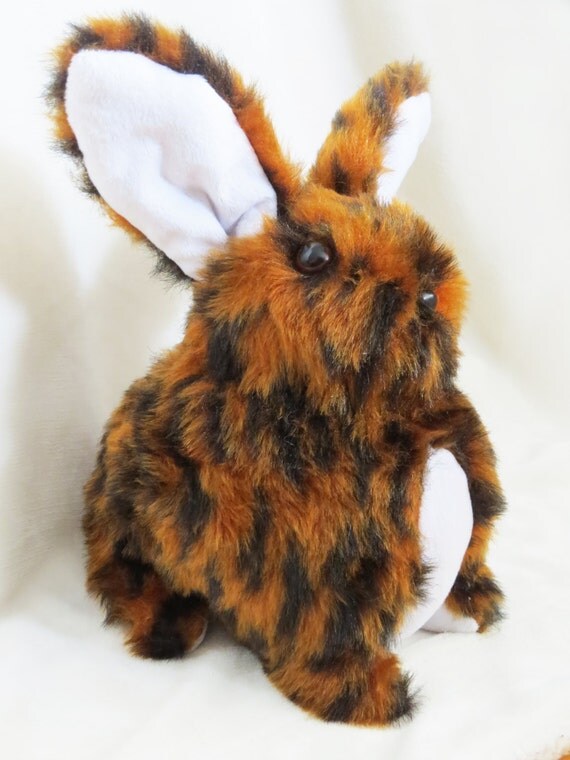 Custom Tiger Rabbit Plush Tiger Print Faux Fur by StuffsByLara
