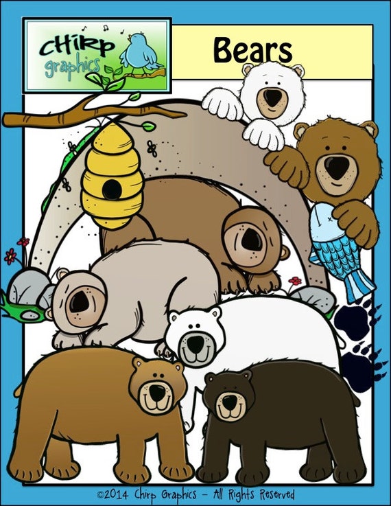 Bear Clip Art Set Chirp Graphics by ChirpGraphics on Etsy
