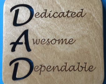Items similar to Dad Coaster with Father Acrostic Poem Pewter metal ...