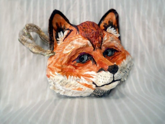 Items similar to Forest Fox Mask, Hand Painted Paper Mache on Etsy
