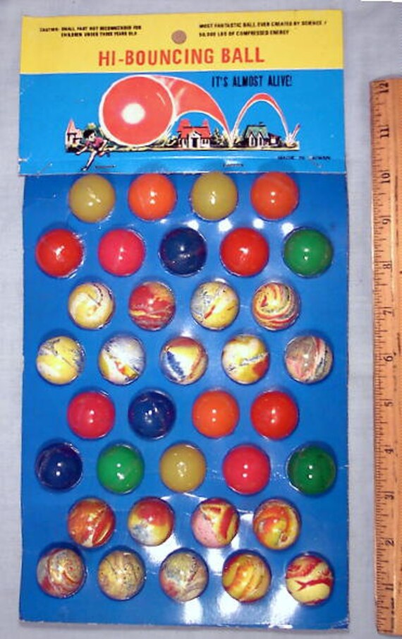 Vintage Super Balls High Bounce Ball Display Full Display card