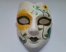 Handmade and painted paper mache mask