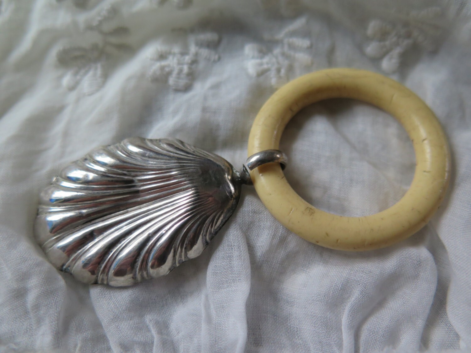 Antique Sterling Silver rattle, Bone Silver, French baby rattle- Circa ...