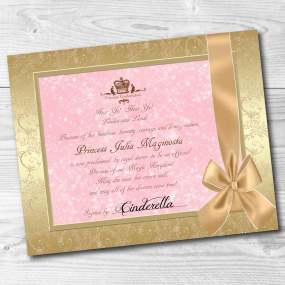 Custom Printable Princess Proclamation 5x7 8x10 by 105DesignHouse