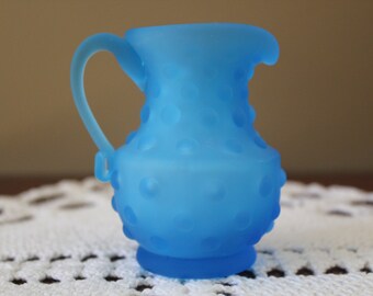 Fenton blue pitcher | Etsy