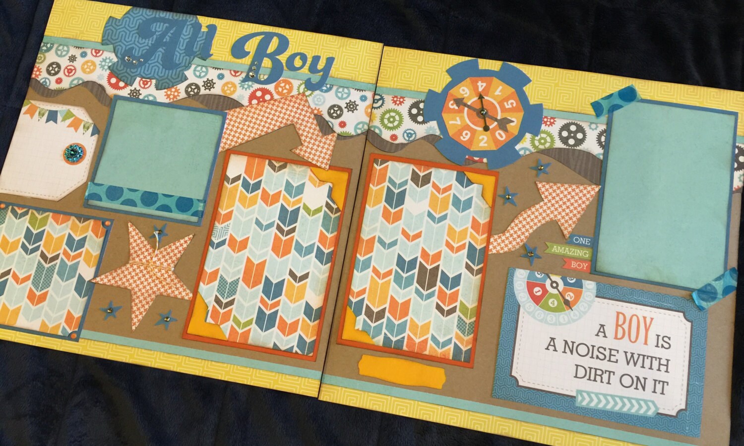 12x12 All Boy Scrapbook Page Kit Boys Scrapbooks Premade 12x12-all-boy-scrapbook-page-kit-boys-scrapbooks-premade