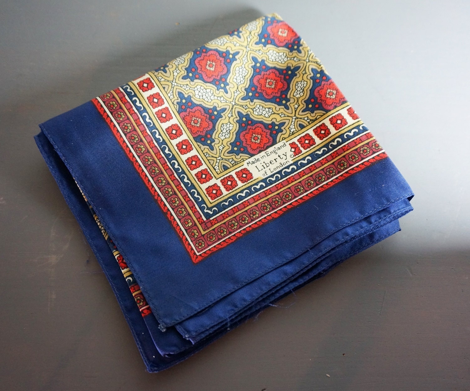 Vintage Liberty of London Silk Scarf in Navy Blue and Burgundy 23 ...