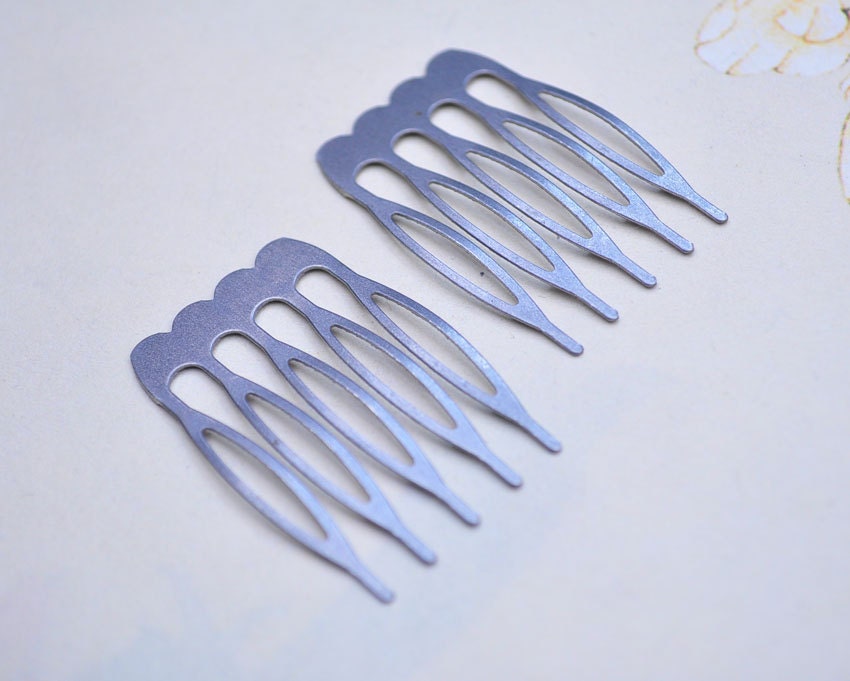 Silver Gray Metal Comb 50pcs Metal Hair Combs 5 by smallcommodity