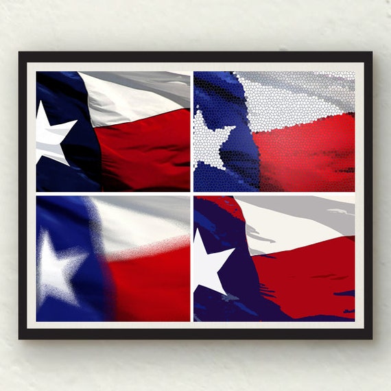 Texas Flag Five Designs Available red blue white black wall