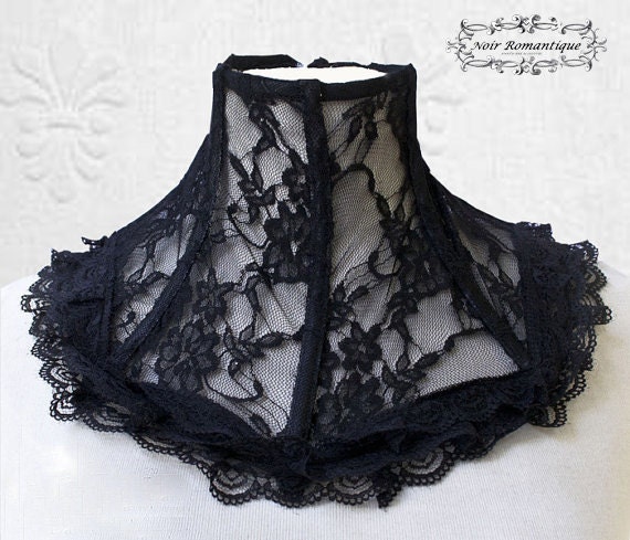 Black lace neck corset-collar-lace corset-neck by NoirRomantique