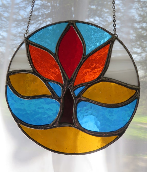 Autumn Tree Seasonal Fall Stained Glass Suncatcher