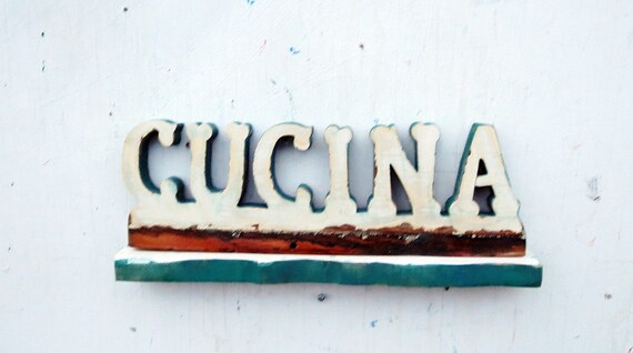 Wood Cucina Sign Italian Kitchen Sign Salvaged Wood by woodenaht