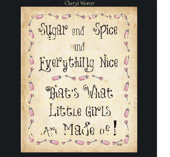 Items Similar To Sugar And Spice Poem 8 By 10 Inch Original Primitive