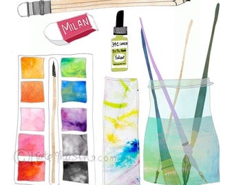 Messy Tea Cups ART PRINT by MessyMissKate on Etsy