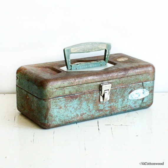 Vintage tackle box metal box Old Pal tool box storage