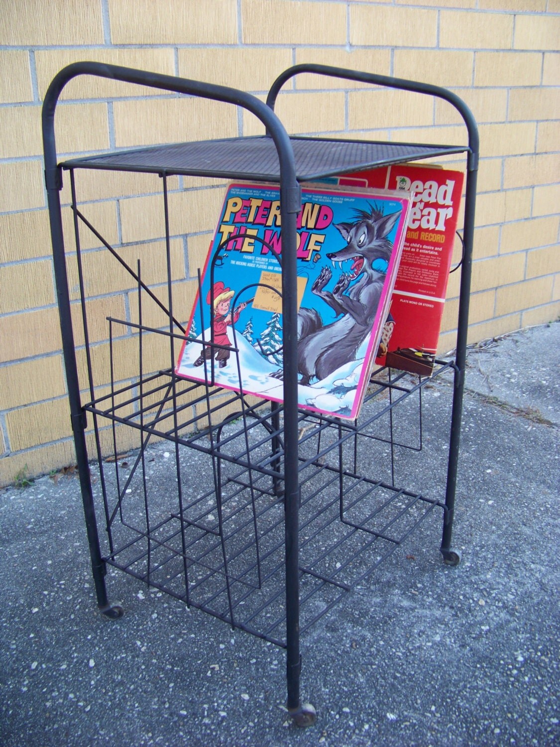Vintage Black Metal Mesh Stand…Record Player Phonograph Stand…Album ...