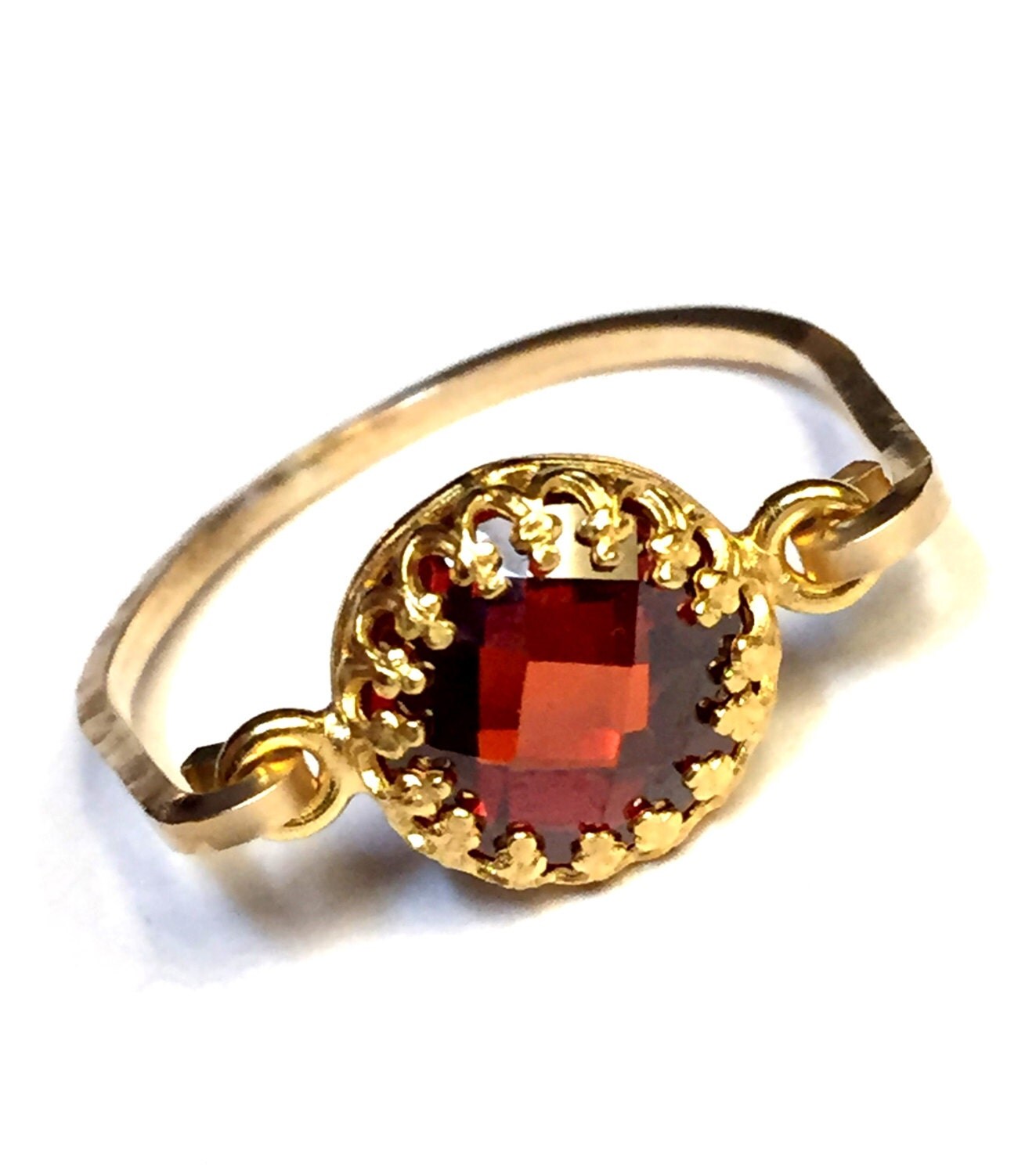 Red Ring Red Cubic Zirconia Ring Ruby by SpiralsandSpice