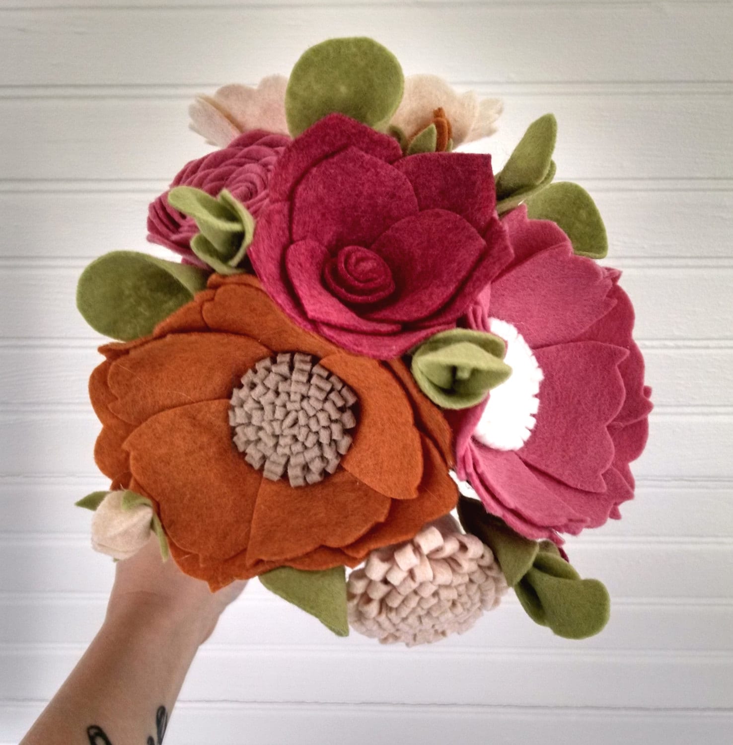 Wedding bouquet wool felt flower bouquet flower arrangement