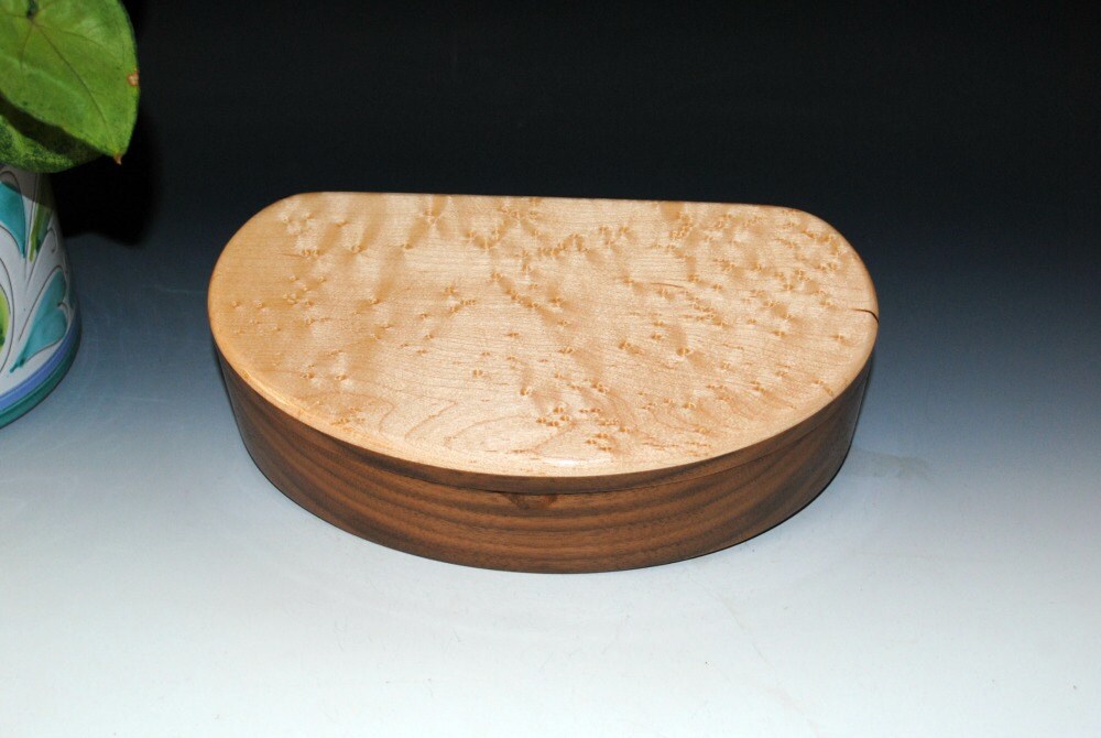 Handmade Kidney Shaped Wooden Box With a Tray, Wood Jewelry Box or ...
