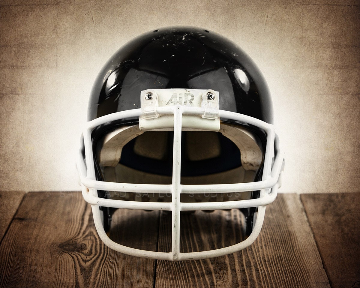 Vintage Football Helmet Facing Photo print Boys by shawnstpeter