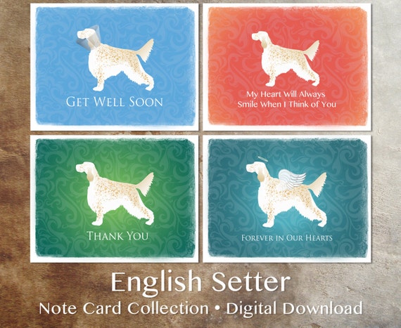 English Setter Dog Greeting Card Collection Digital Download