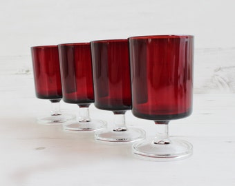 Unique ruby red glasses related items | Etsy