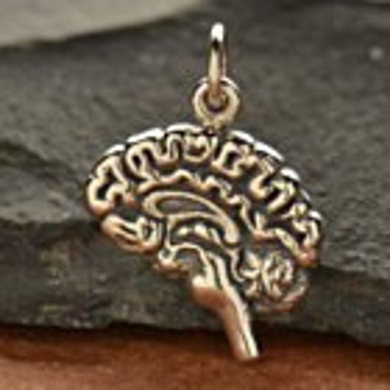 Sterling Silver Brain Charm With 5mm Soldered Ring 1pc by plazko