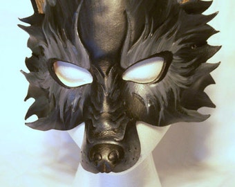 Custom Leather Wolf Mask